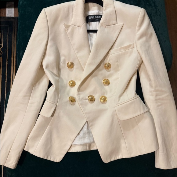 Balmain | Jackets & Coats | Balmain Cream Gold Blazer Tailored Fit ...